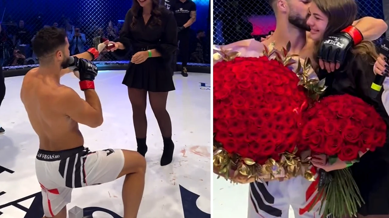 Moment emoționant în cușca RxF! Și-a cerut iubita în căsătorie imediat ...